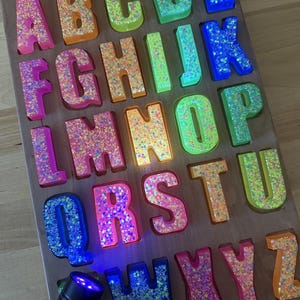 Neon Rainbow Chunky Resin Letters | Sensory Alphabet Resin Letters ...