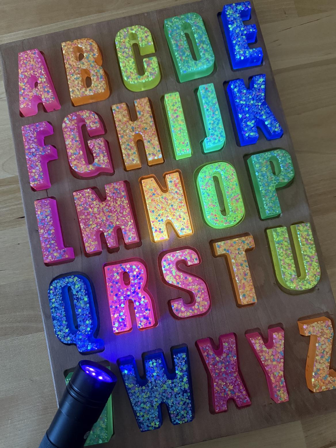 Neon Rainbow Chunky Resin Letters | Sensory Alphabet Resin Letters ...