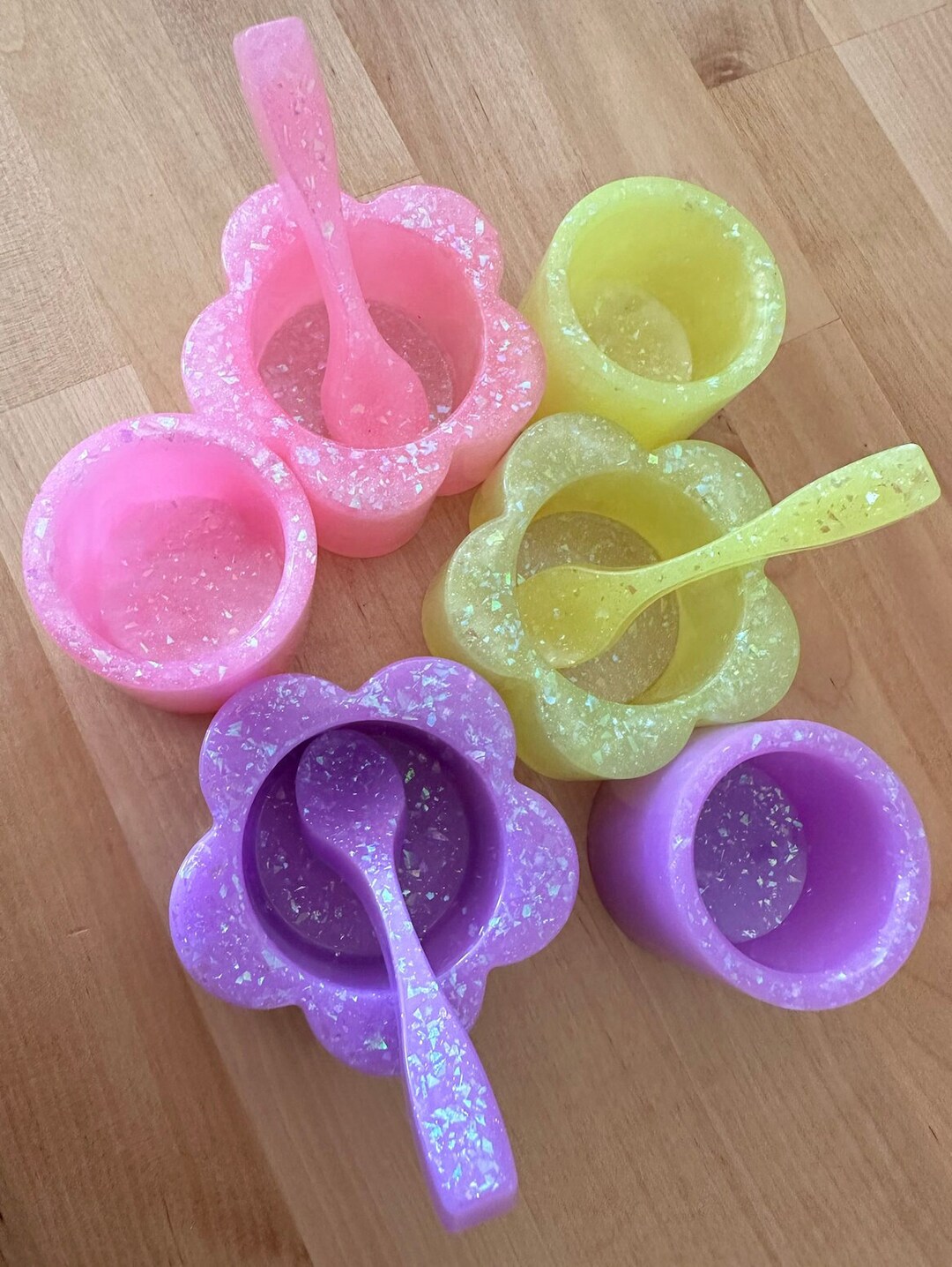 Spring Flower Pastel Bowls With Spoon Potion Play | Sensory Resin Loose ...
