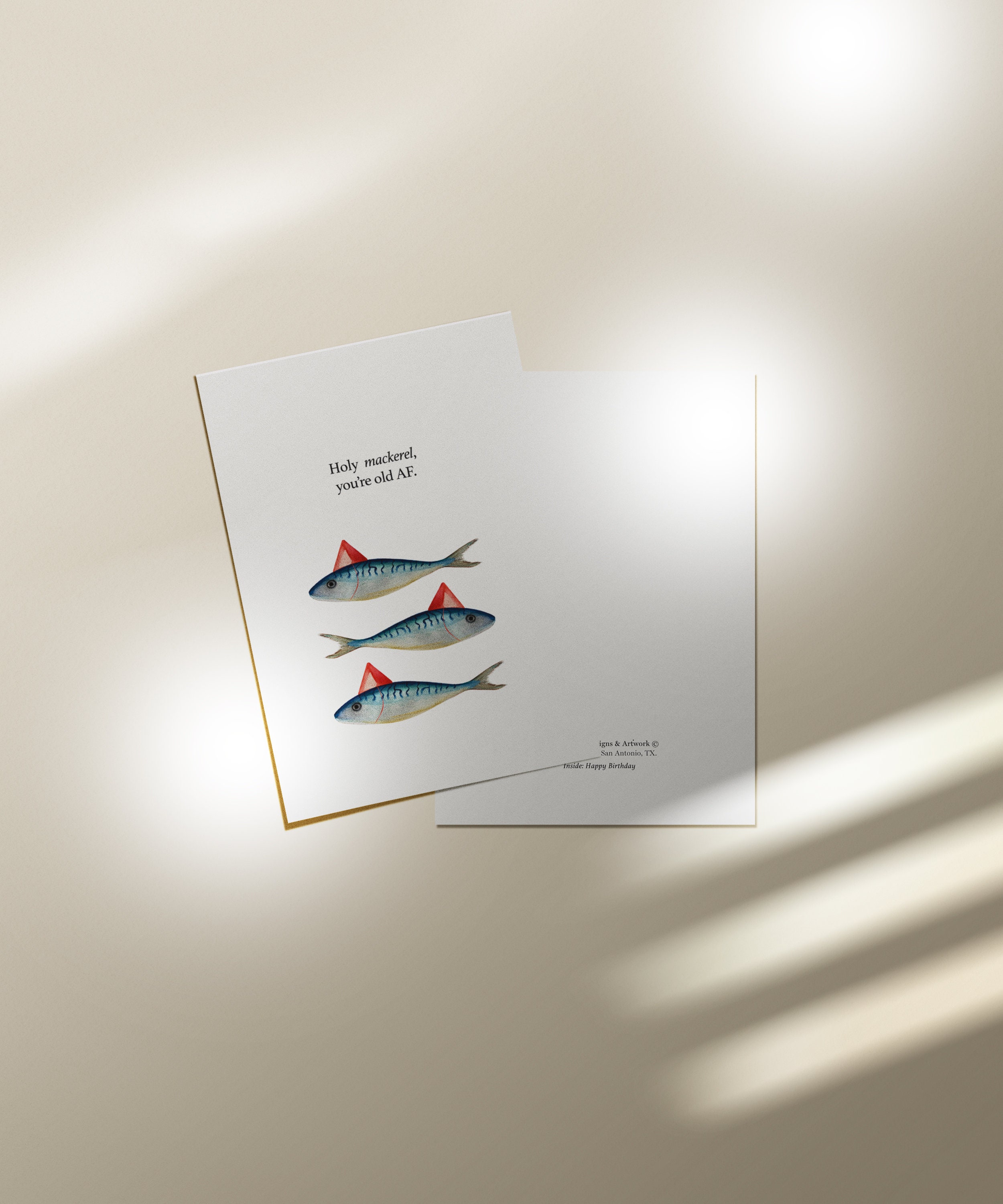 Mackerel Fish Greeting Card Cute Coastal Happy Birthday Card - Etsy