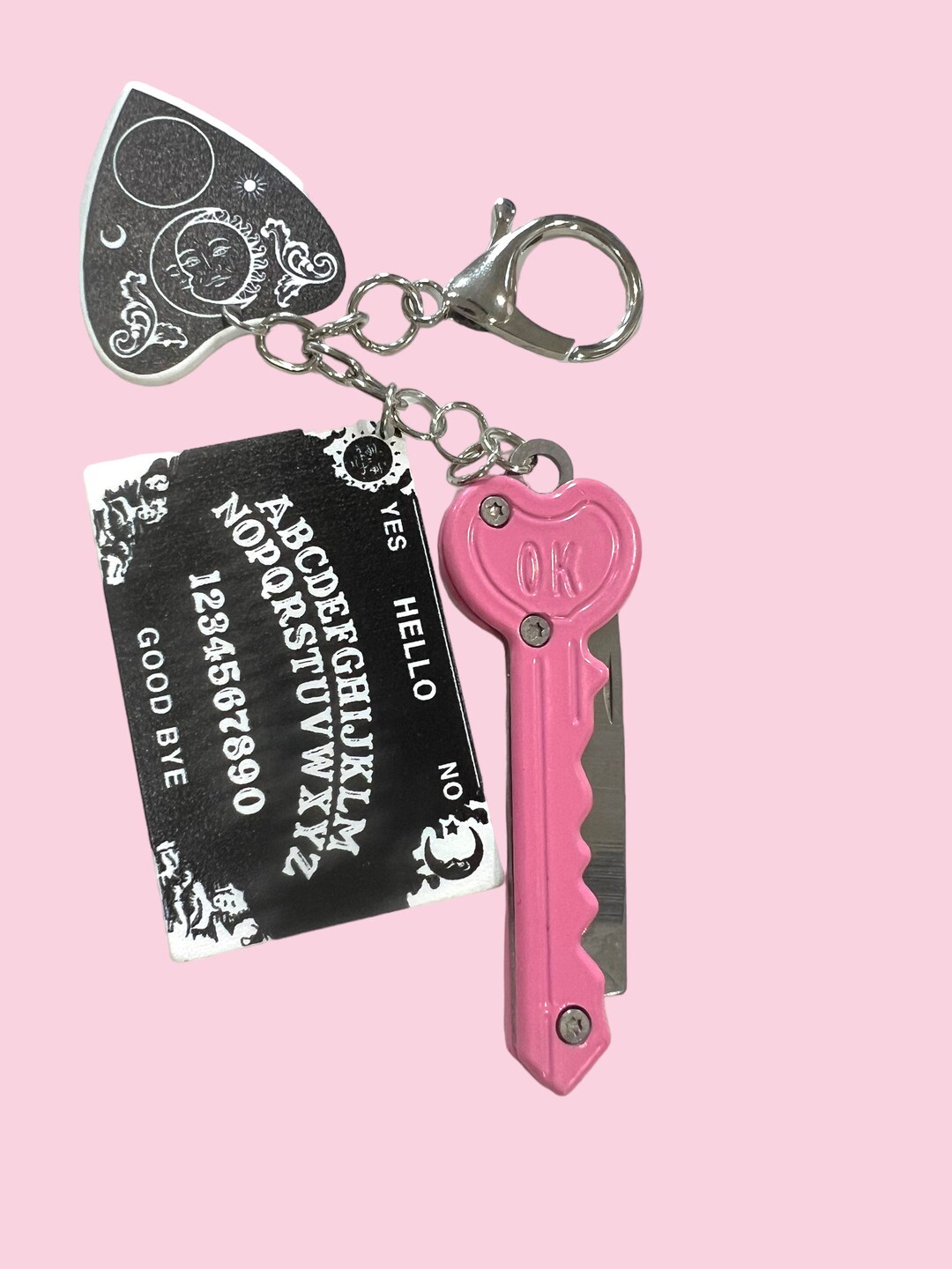 Ouija Board Keychain With Pink Protection Keychain - Etsy