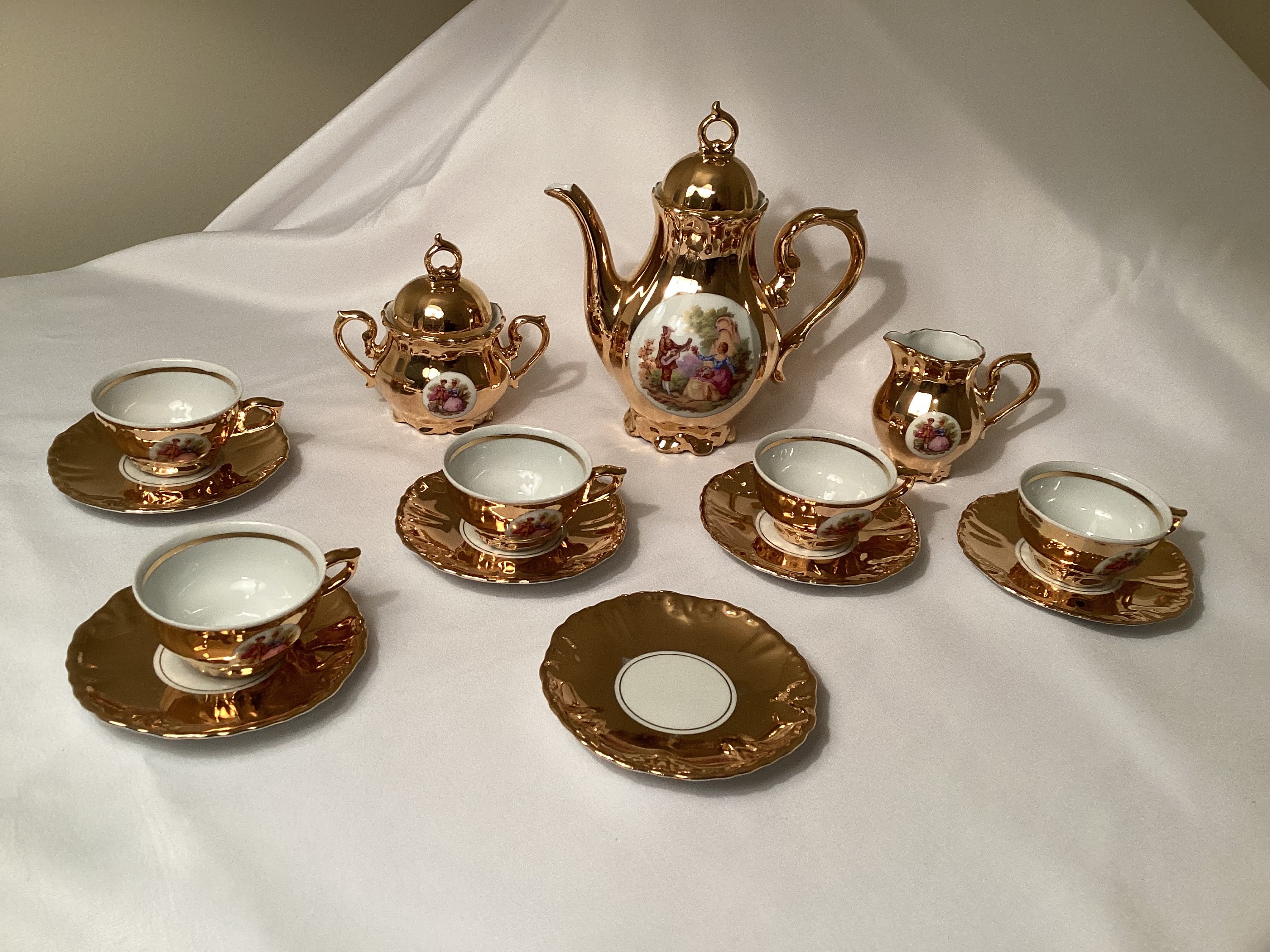 Vintage Rieber Bavaria Porcelain Gold Plate Tea Set-victorian Courting ...