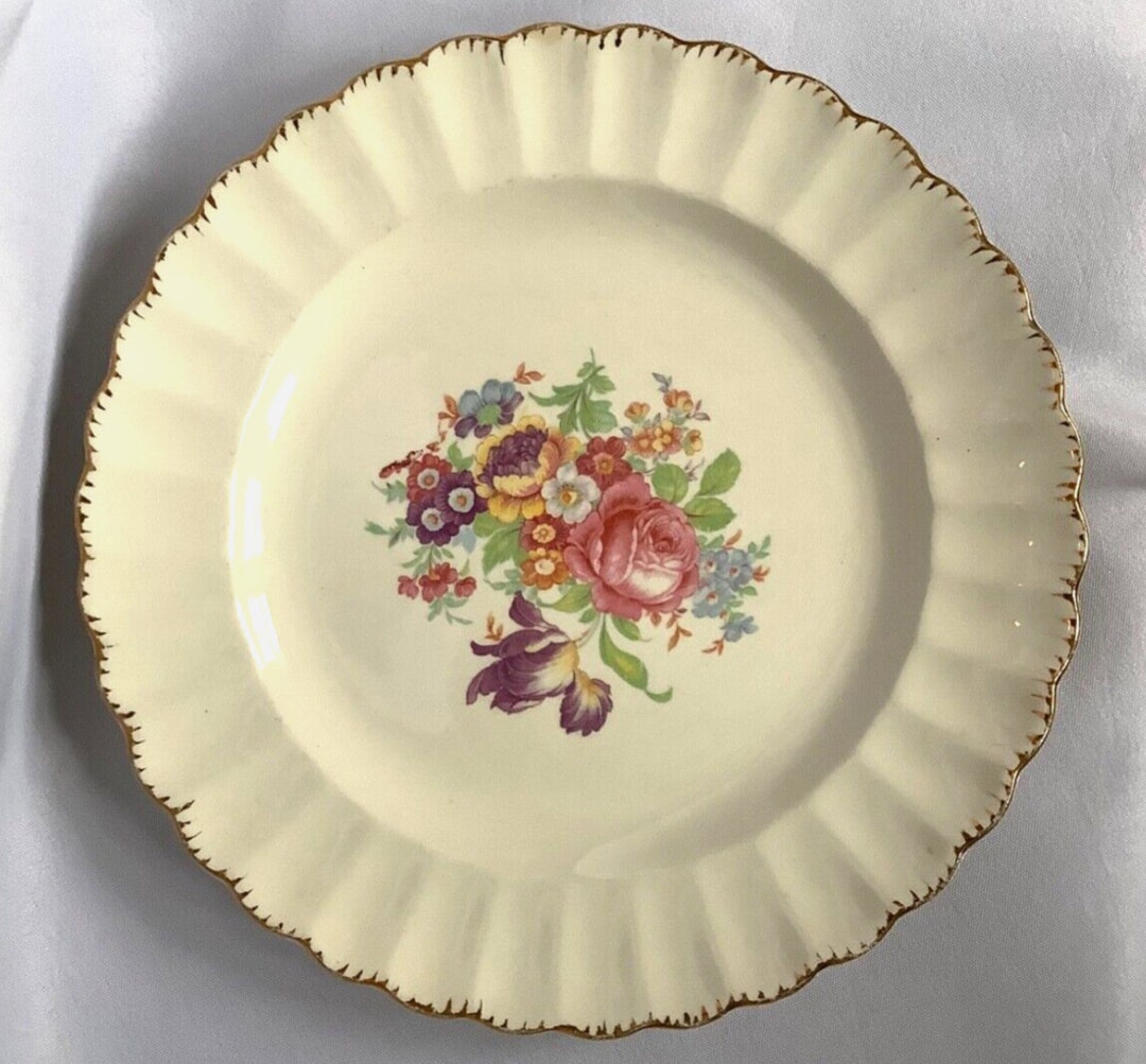 Vintage Leigh Ware Plate, 22k Gold Trim, Floral Design - Etsy