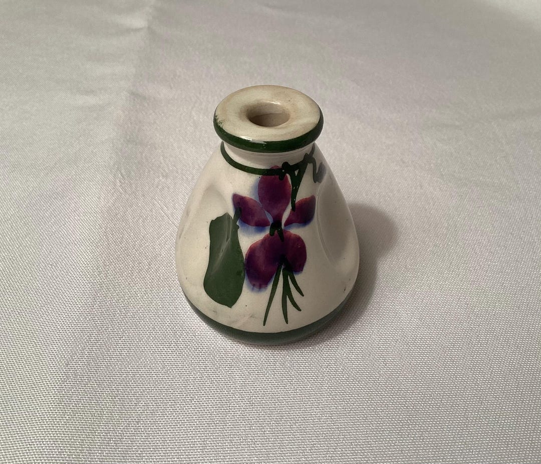 Vintage Devon Violets Perfume Bottle, Hand Painted Miniature Stoneware ...