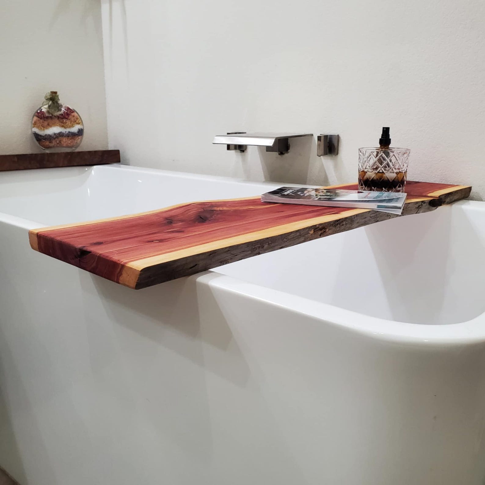 Cedar Live Edge Bath Caddy: Wood Bathtub Tray - Etsy