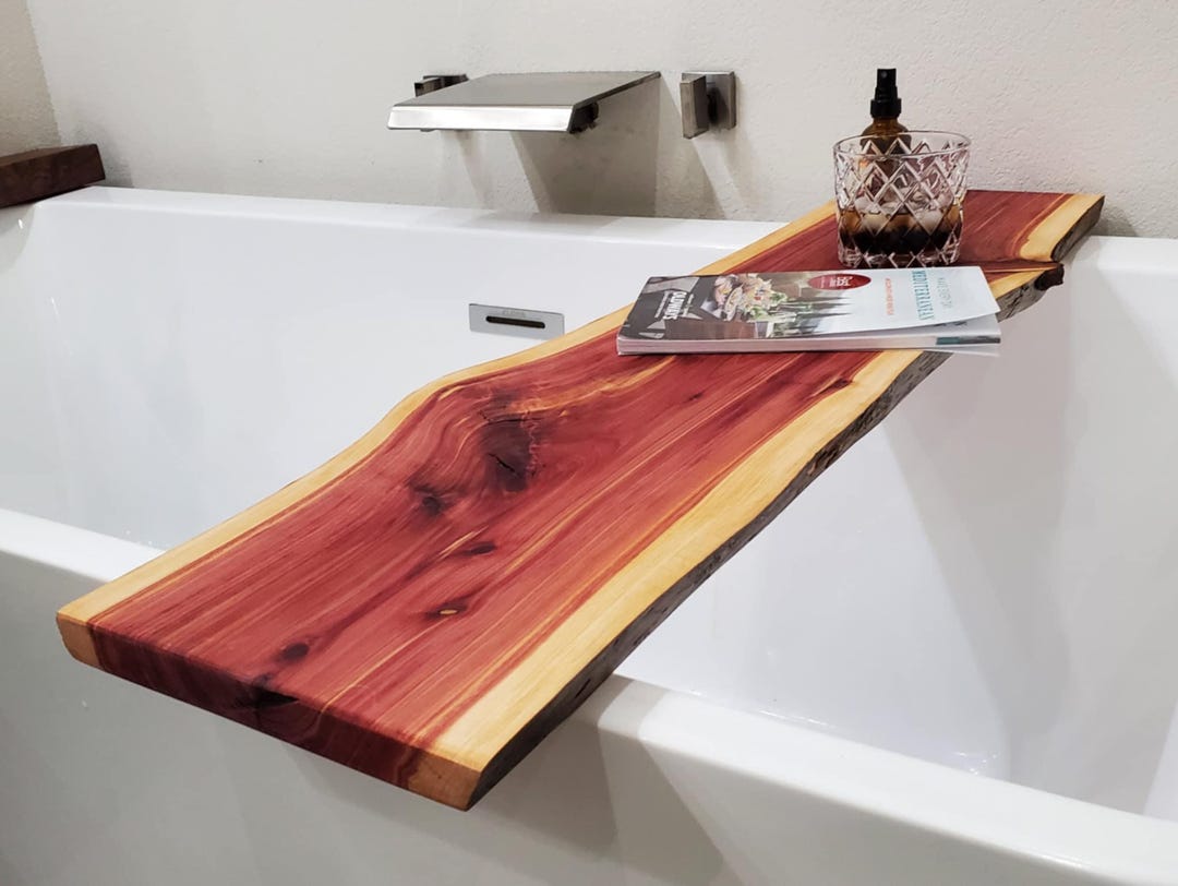 Cedar Live Edge Bath Caddy: Wood Bathtub Tray - Etsy