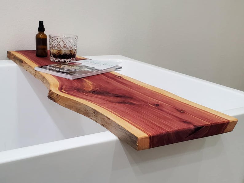 Cedar Live Edge Bath Caddy: Wood Bathtub Tray - Etsy