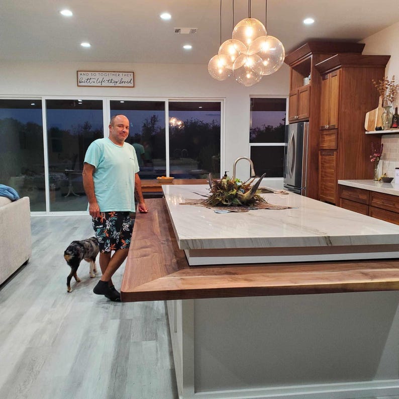 Custom Kitchen Island | Paint Grade Island With Walnut Slab Seating ...