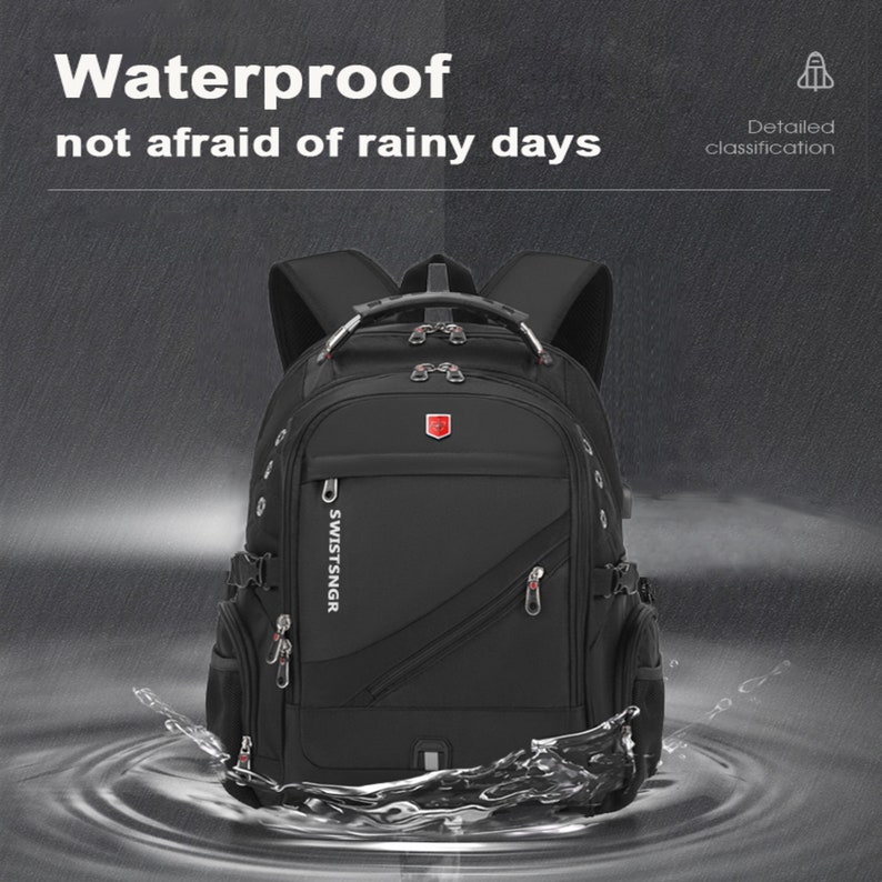 Waterproof 17 Inch Laptop Backpack Men USB Charging Travel Backpack ...