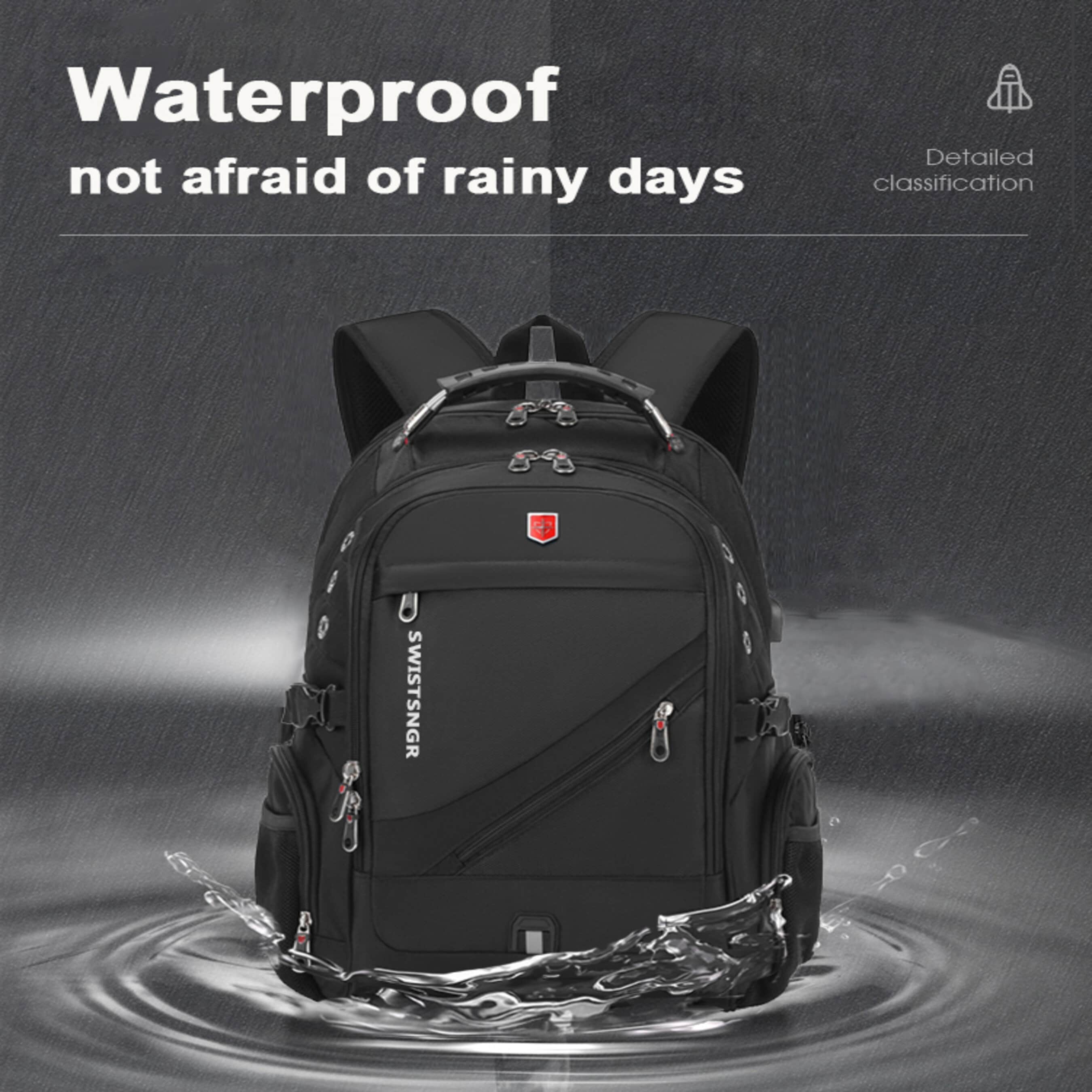 Waterproof 17 Inch Laptop Backpack Men USB Charging Travel Backpack ...
