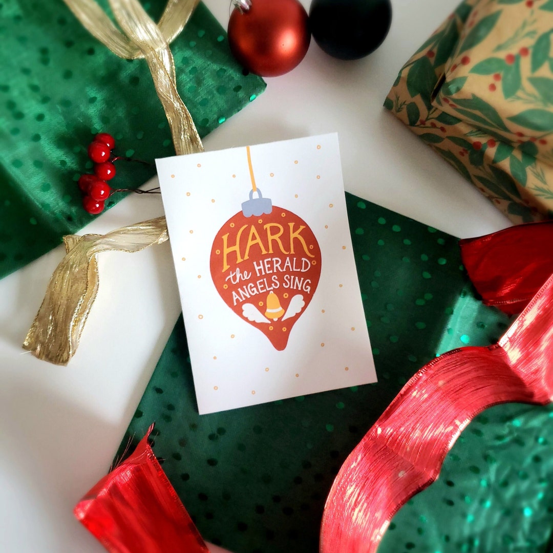 Hark the Herald Angels Sing Printable Christmas Card Minimal Ornament ...