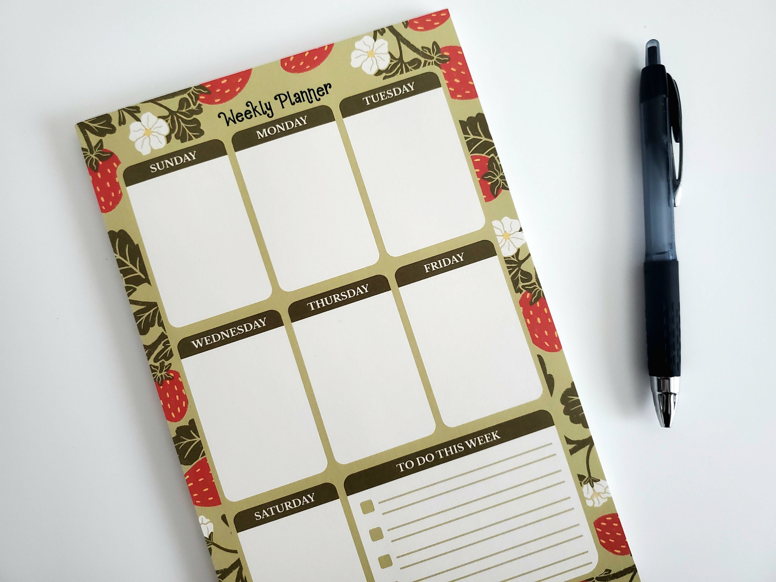 Strawberry Vine Weekly Planner Notepad Botanical Undated Daily Planner ...