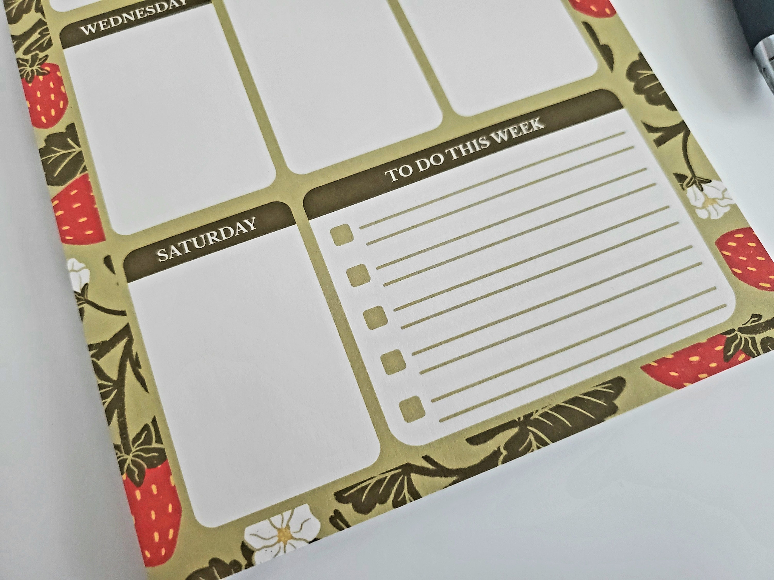 Strawberry Vine Weekly Planner Notepad Botanical Undated Daily Planner ...
