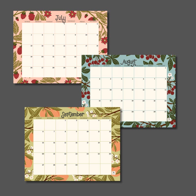 Flowering Fruits Illustrated Botanical 2026 Wall Calendar - Blank ...