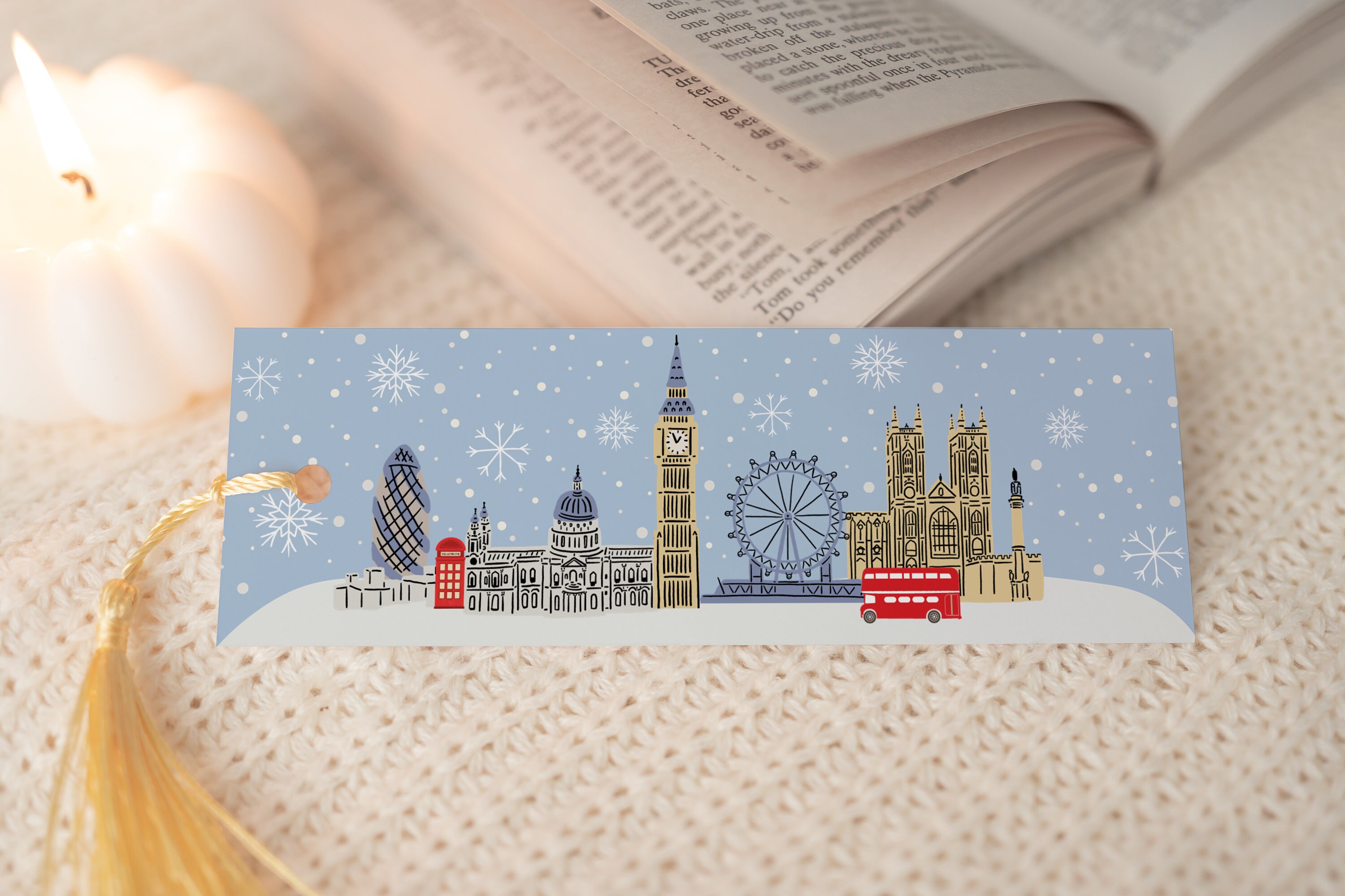 Set of 3 Holiday Bookmarks, NYC Gifts, London Print, Paris Gifts ...