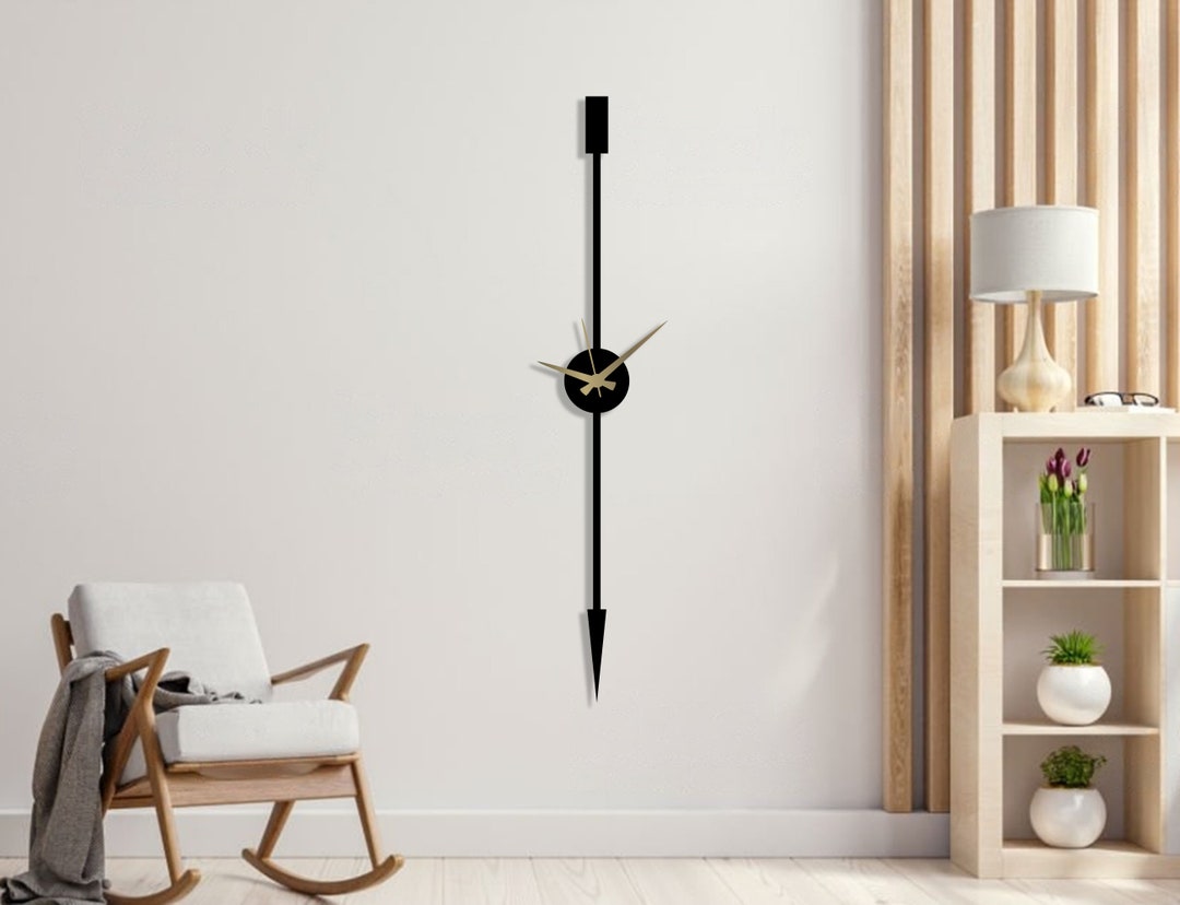Unique Wall Clock, Metal Large Wall Clock, Long Decorative Wall Clock ...