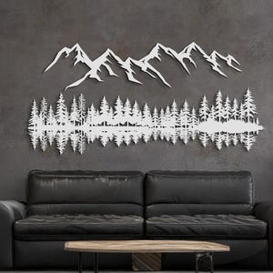 Mountain and Forest Metal Wall Art, Extra Large Mountin Decor, Living ...