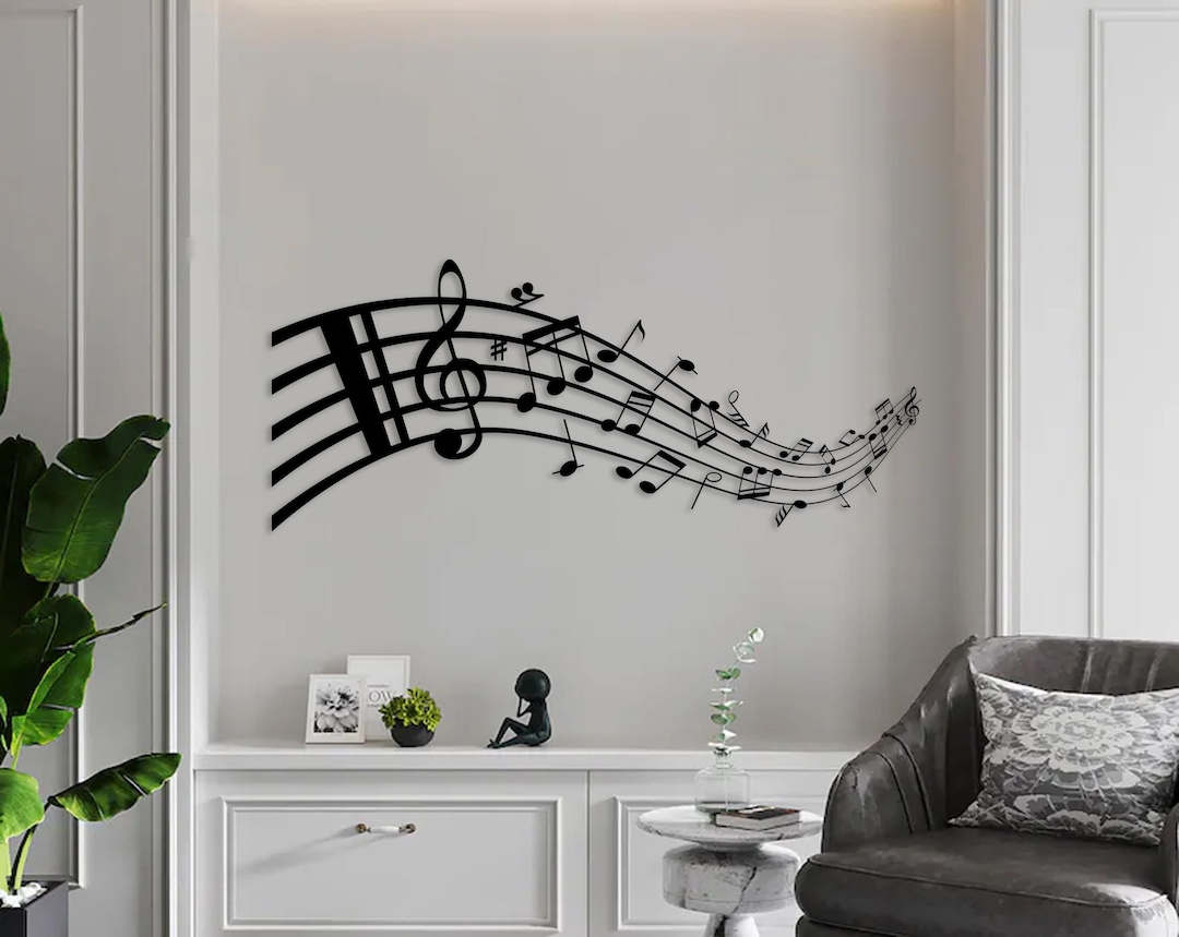 Metal Dancing Notes Wall Decor, Metal Wall Hangings, Metal Music Wall ...