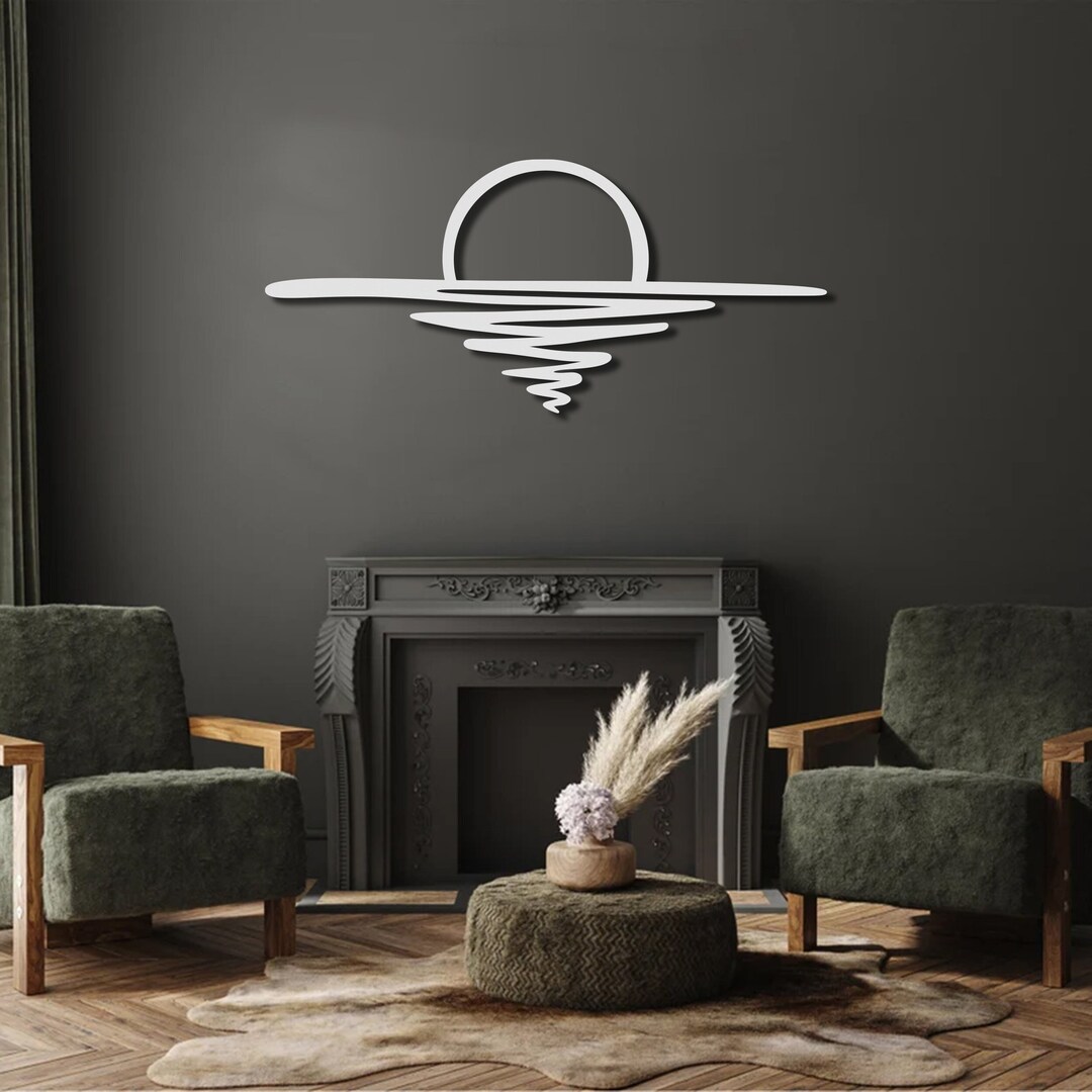 Sunrise Metal Wall Art, Sun and Waves Modern Wall Decor, Abstract Sunset Home Decor, Minimalist ...