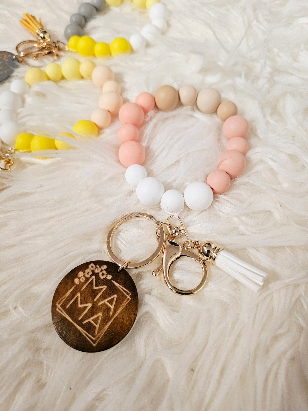 Mama Keychain Bracelet Silicone Beads in Your Choice of Colors With ...
