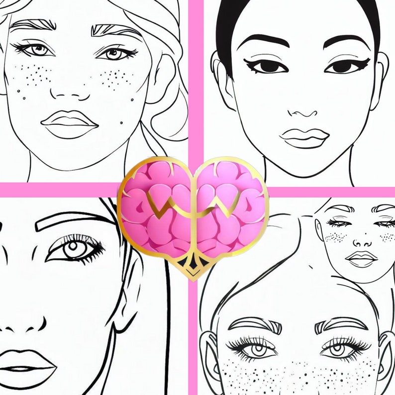 True Beauty Coloring Book, Unique and Diverse Face Charts for Makeup ...