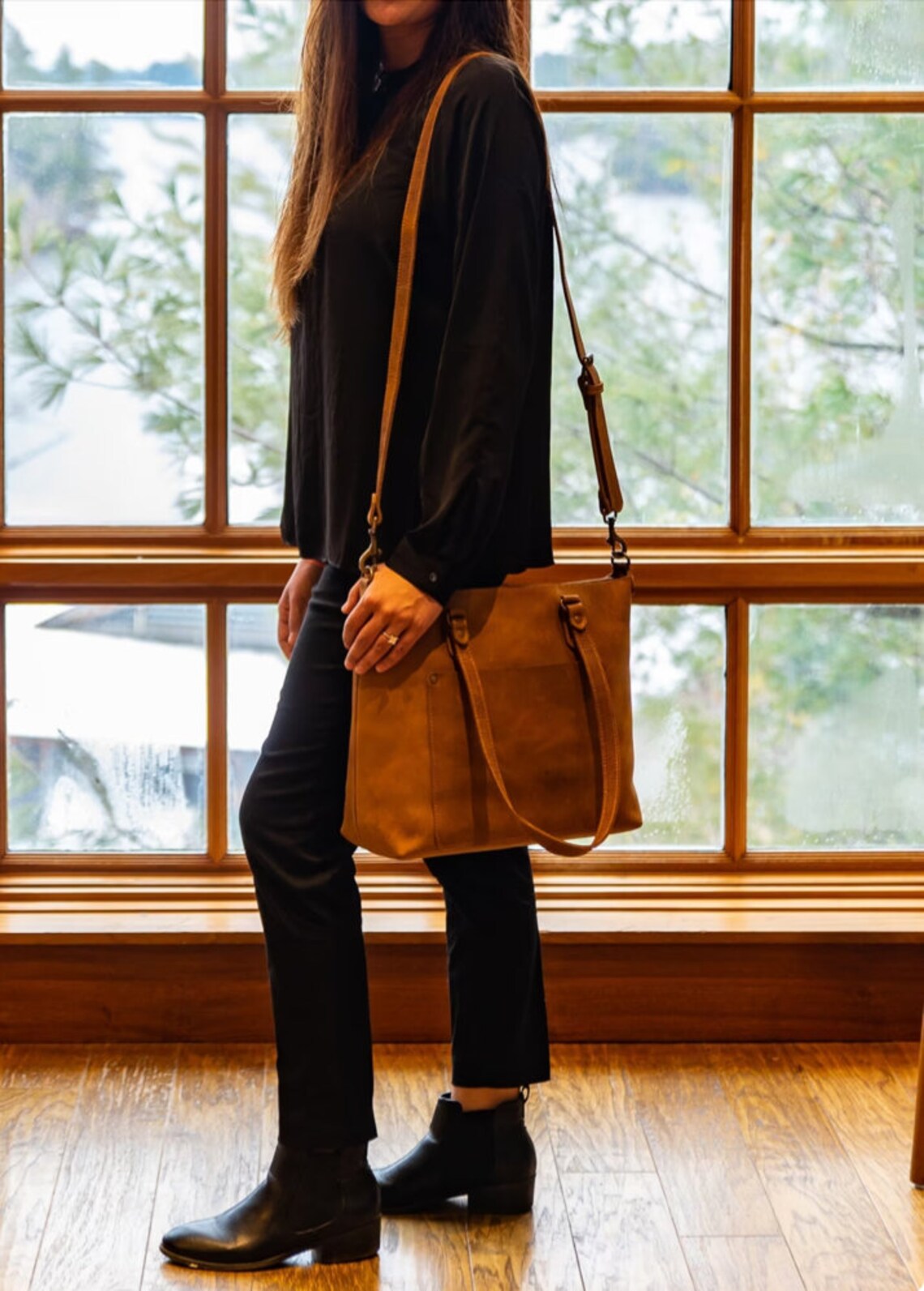 Full Grain Leather Tote Bag Handcrafted Rustic Purse With Adjustable ...