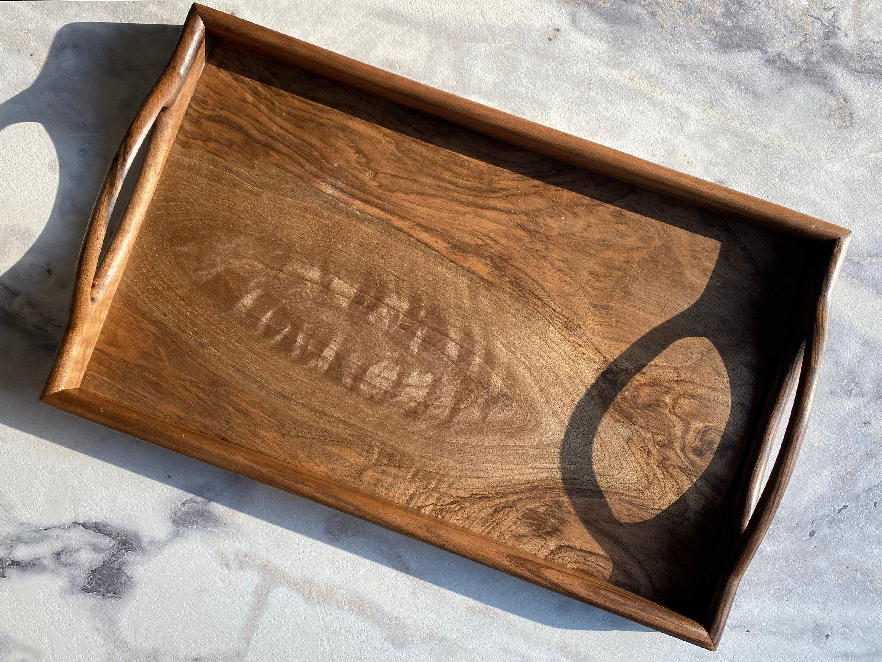 Handcrafted Walnut Serving Tray, Unique Tabletop Design - Etsy