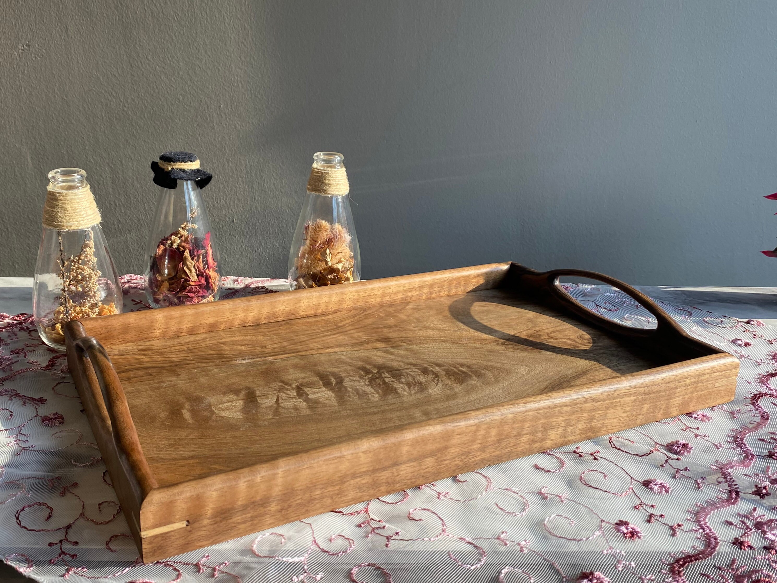 Handcrafted Walnut Serving Tray, Unique Tabletop Design - Etsy