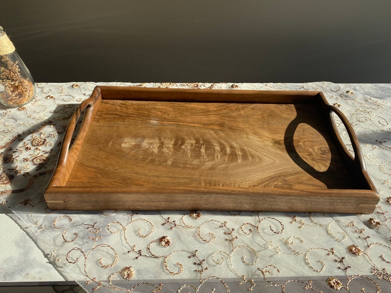 Handcrafted Walnut Serving Tray, Unique Tabletop Design - Etsy