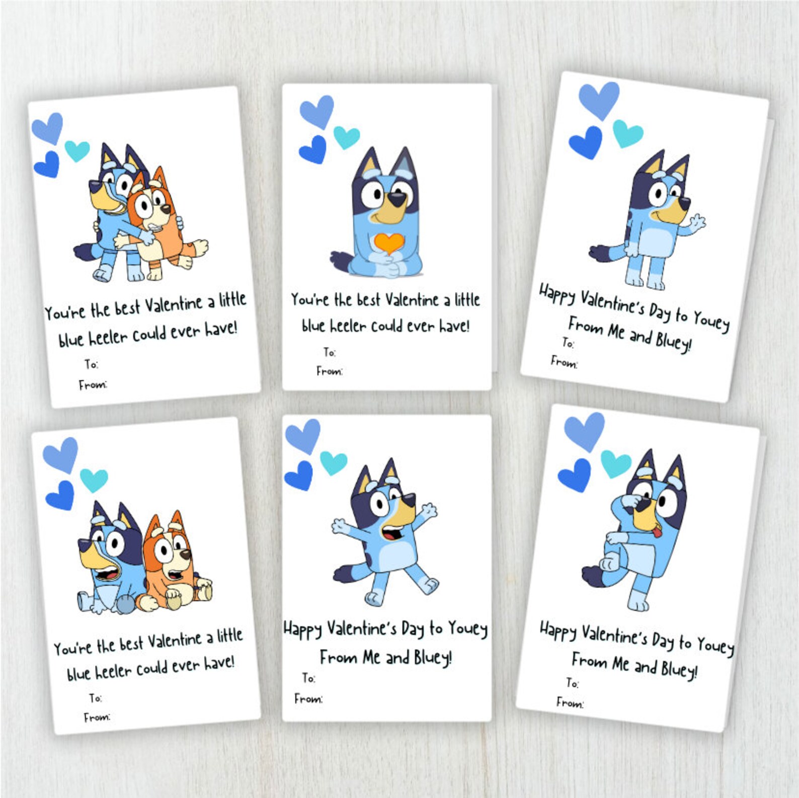 Kids Classroom Valentines Cards, Bluey Valentine Pack, Kids Valentines ...