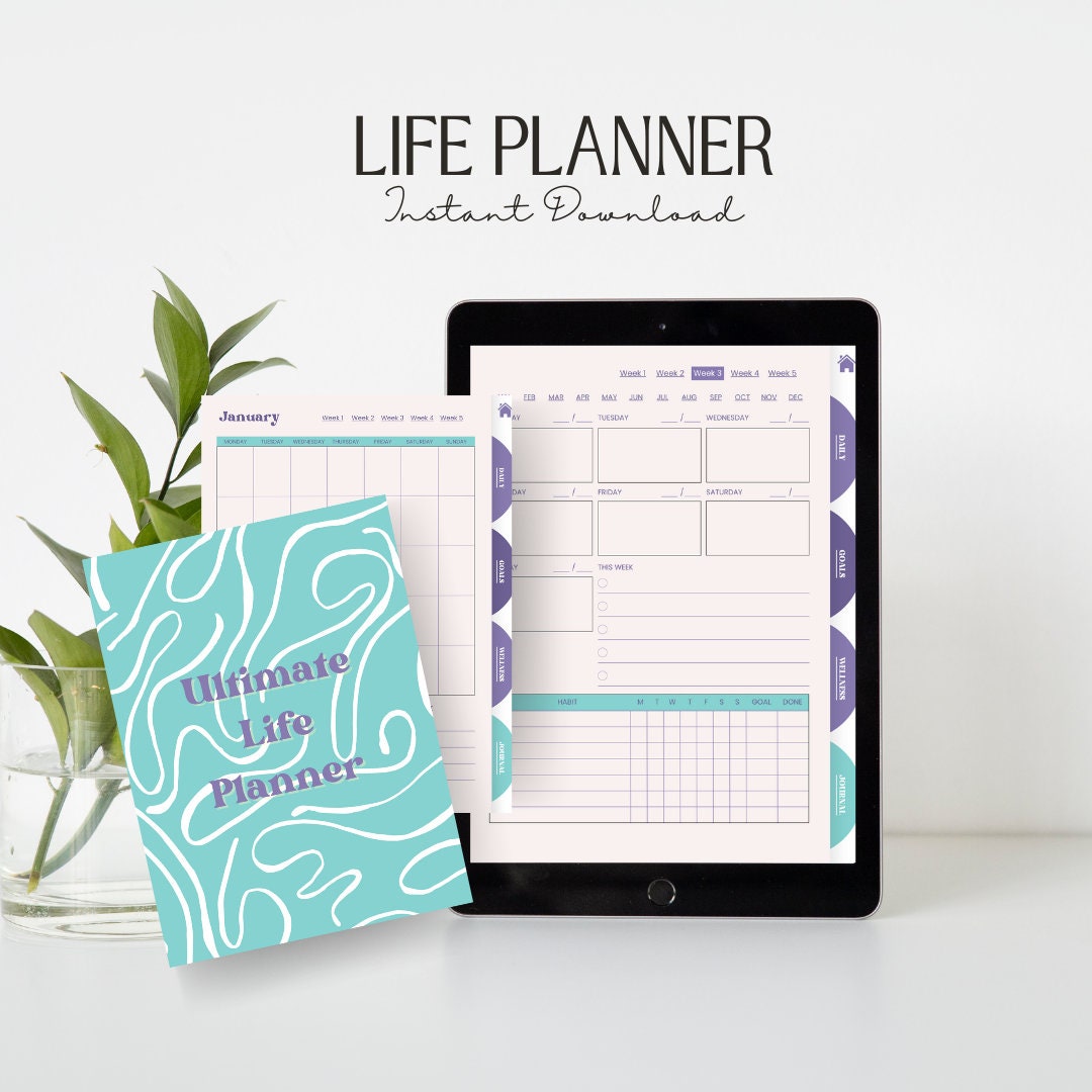 Digital Planner for Personal Development Hyperlinked Navigation Goal ...