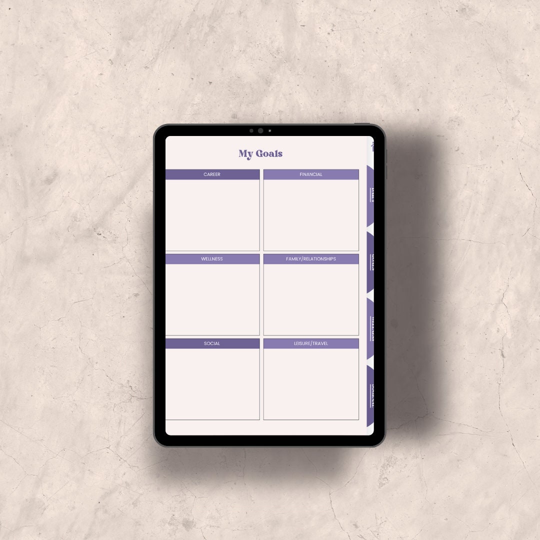 Digital Planner for Personal Development Hyperlinked Navigation Goal ...