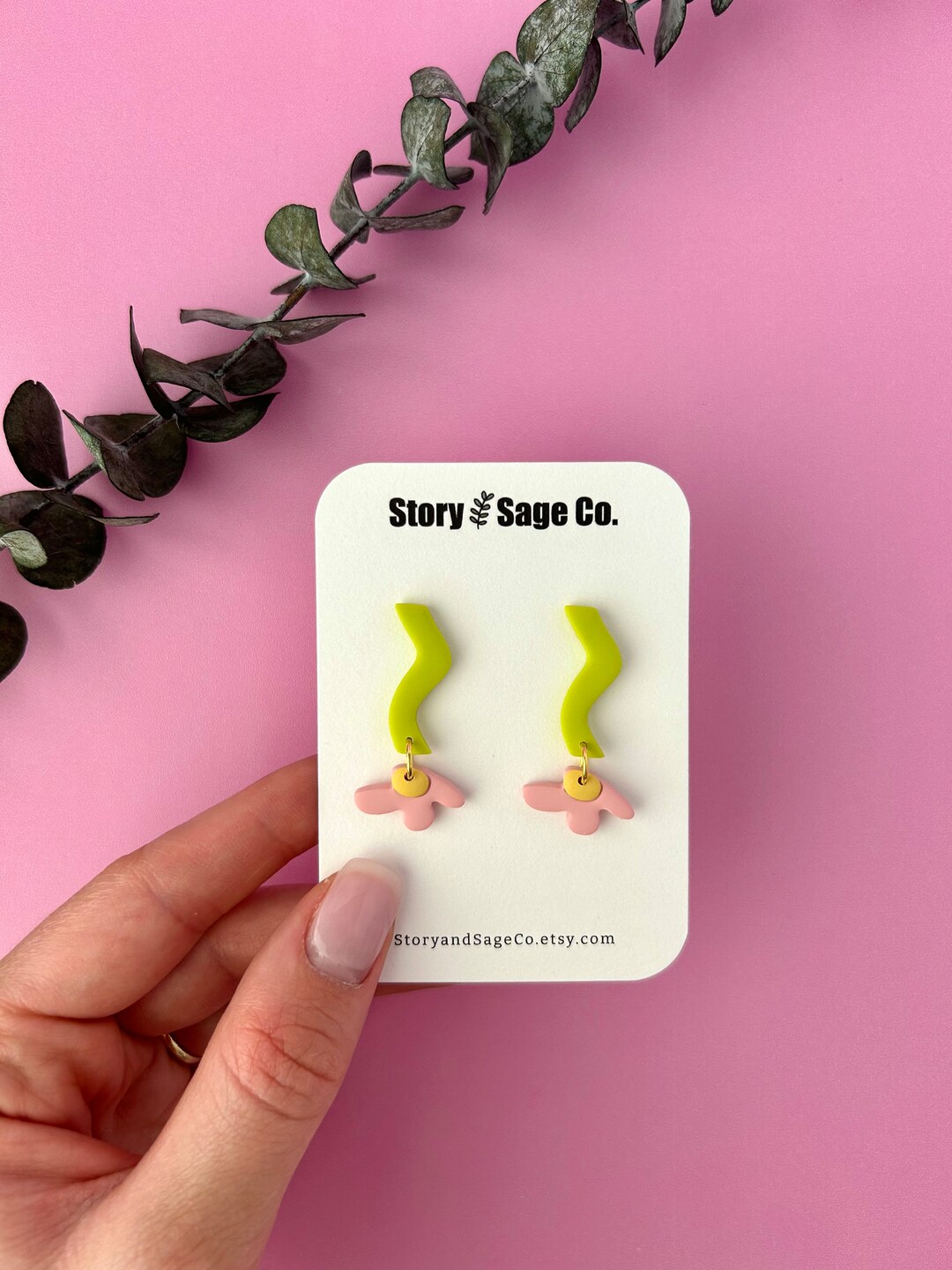 Mini Squiggle Flowers Polymer Clay Earrings - Handmade - Unique ...