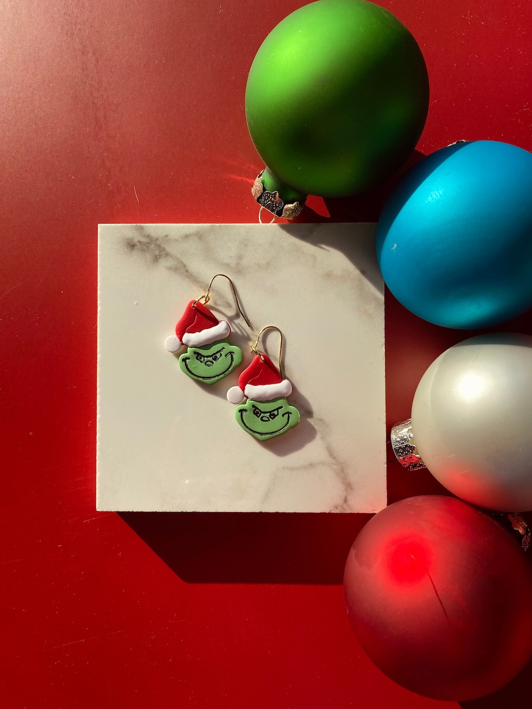 The Grinch Polymer Clay Earrings - Christmas - Winter - Handmade - Etsy