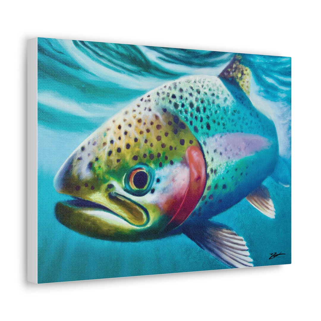 Rainbow Trout Art Print: Vibrant Fish Canvas Wall Art - Etsy