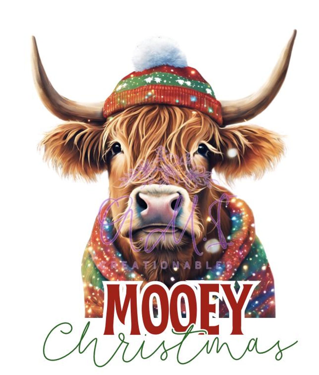 Mooey Christmas Png, Christmas Cow Png, Christmas Highland Cow Png - Etsy