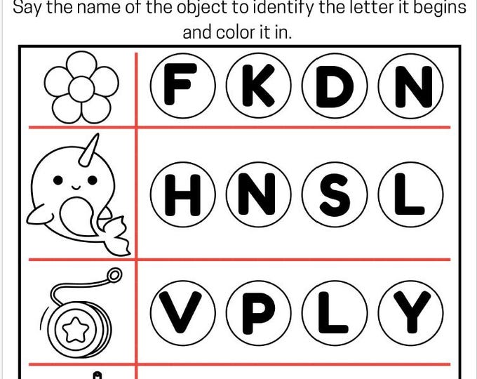 10 Printable Beginning Letters Worksheets for Kindergarten Preschool ...