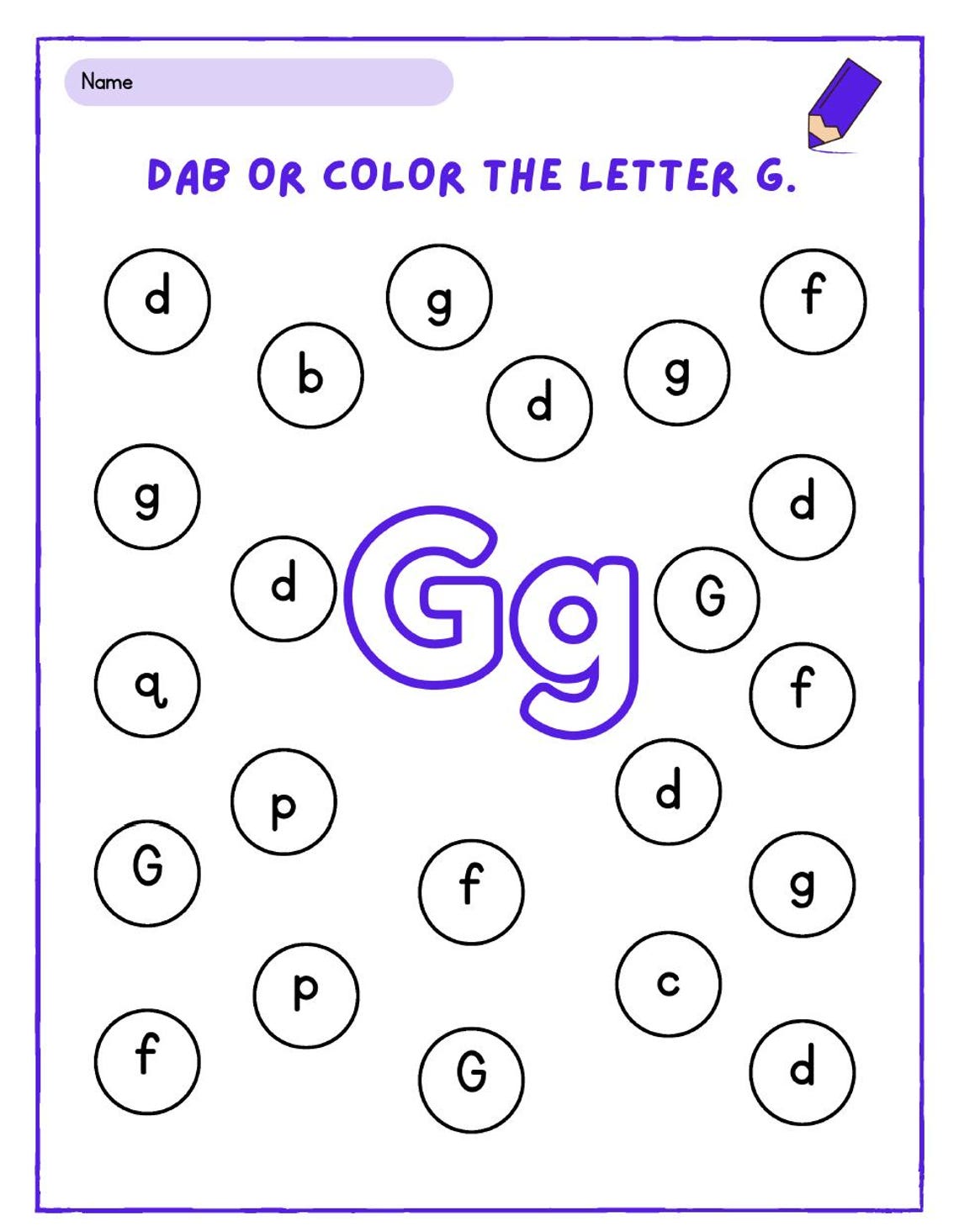 Dab the Letter Upper and Lowercase A-Z Worksheets Pdf Form - Etsy