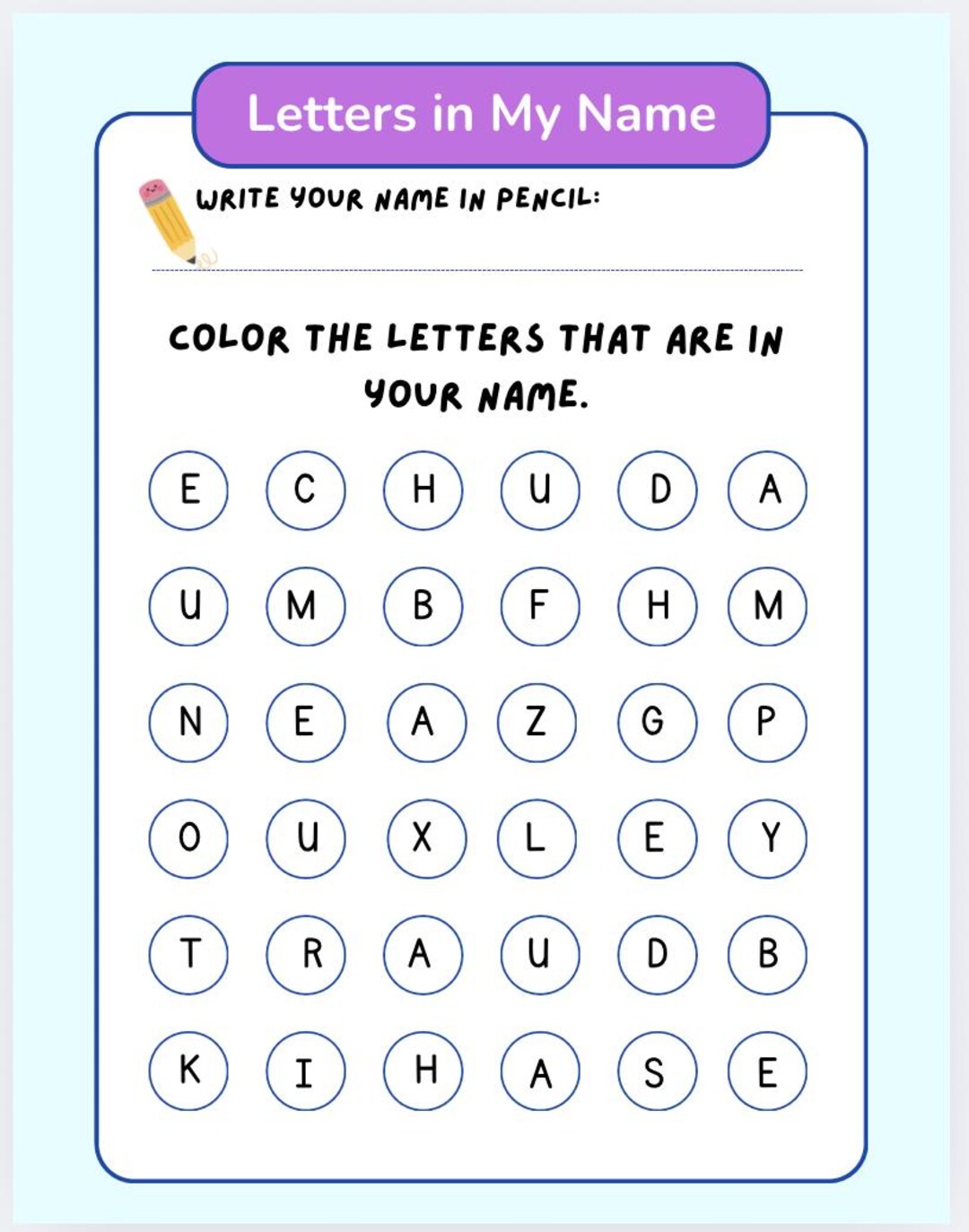 Name Practice Worksheet Pdf Form - Etsy
