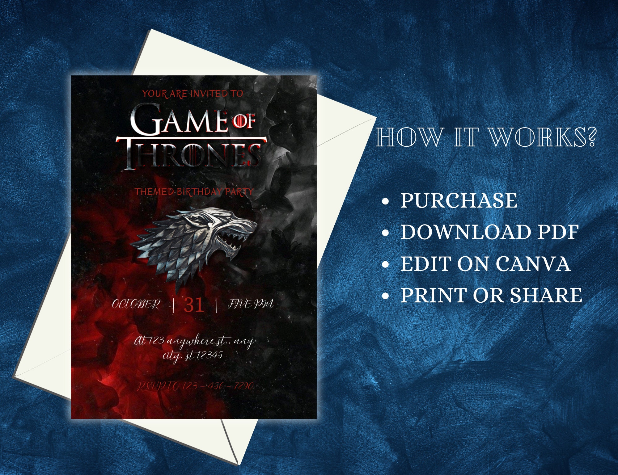 Game of Thrones Birthday Invitation, GOT Invitation, Editable Birthday ...