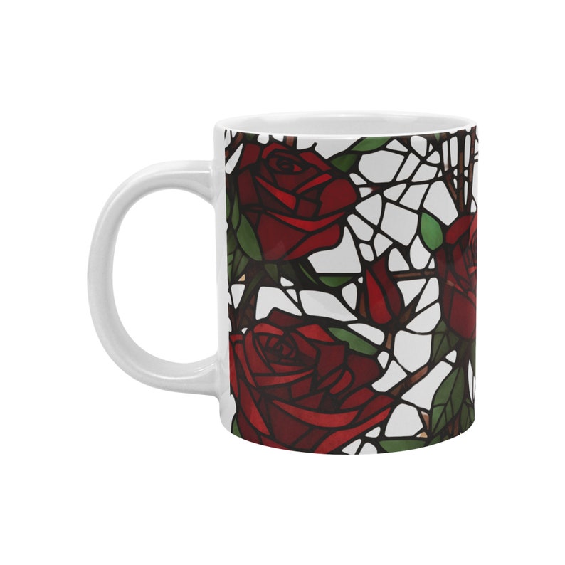 Stained Glass Mug, Red Rose Mug, 20 Oz Coffee Mug, Large Coffee Mug ...