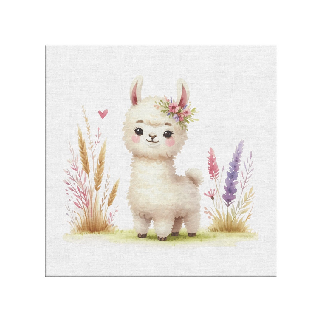 Baby Llama Canvas, Llama Nursery Art, Baby Room Decor, Animal Wall Art ...