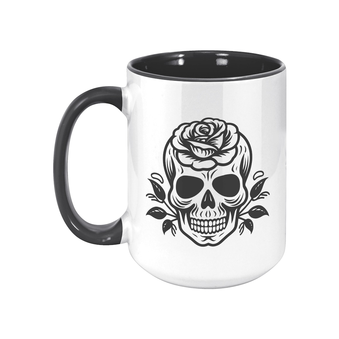 Skull Mug, Rose Skull Mug, Gothic Gift, Gift for Goth, Unique Mug, Dark ...
