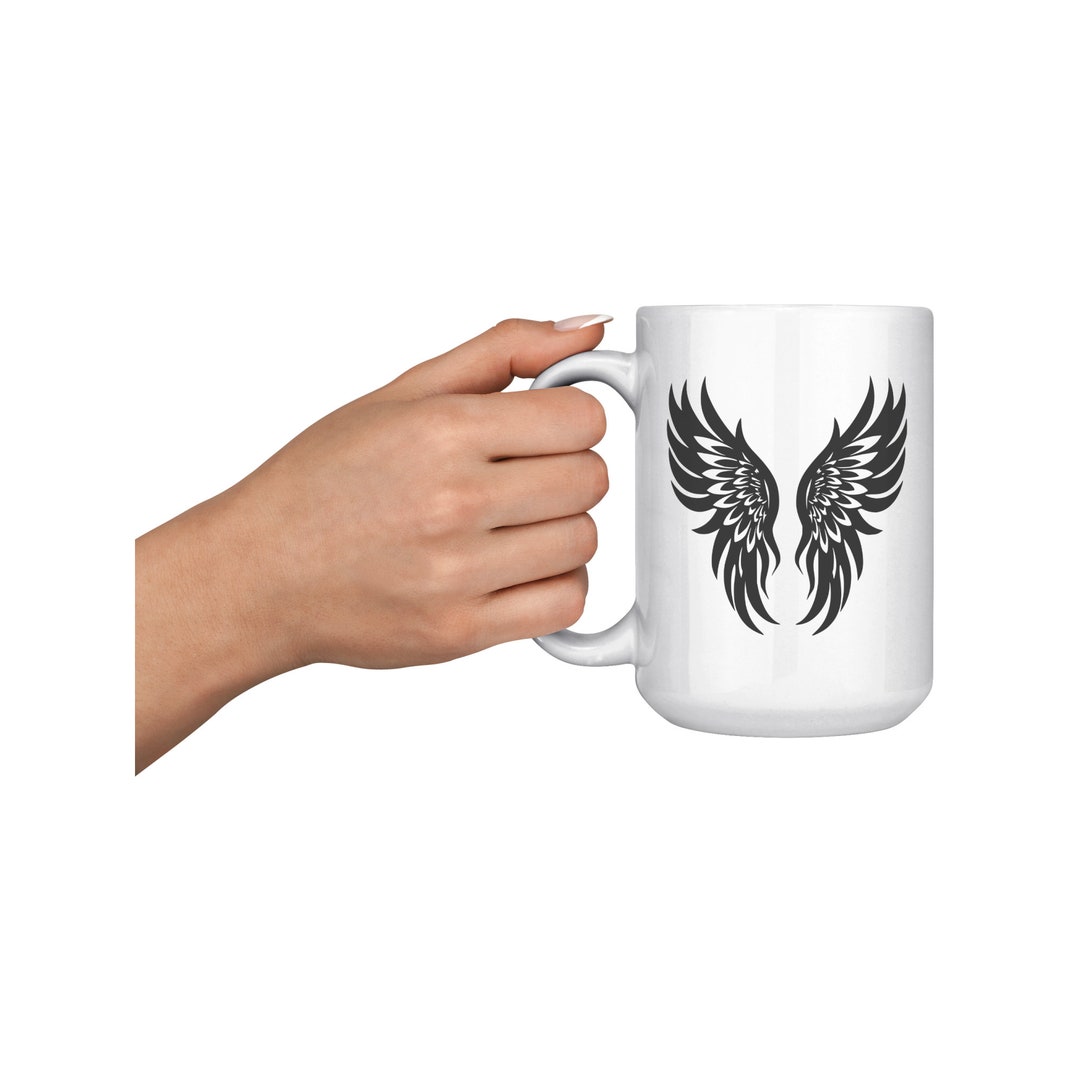 Black Angel Mug Angel Wings Mug Gothic Gift Black Coffee - Etsy