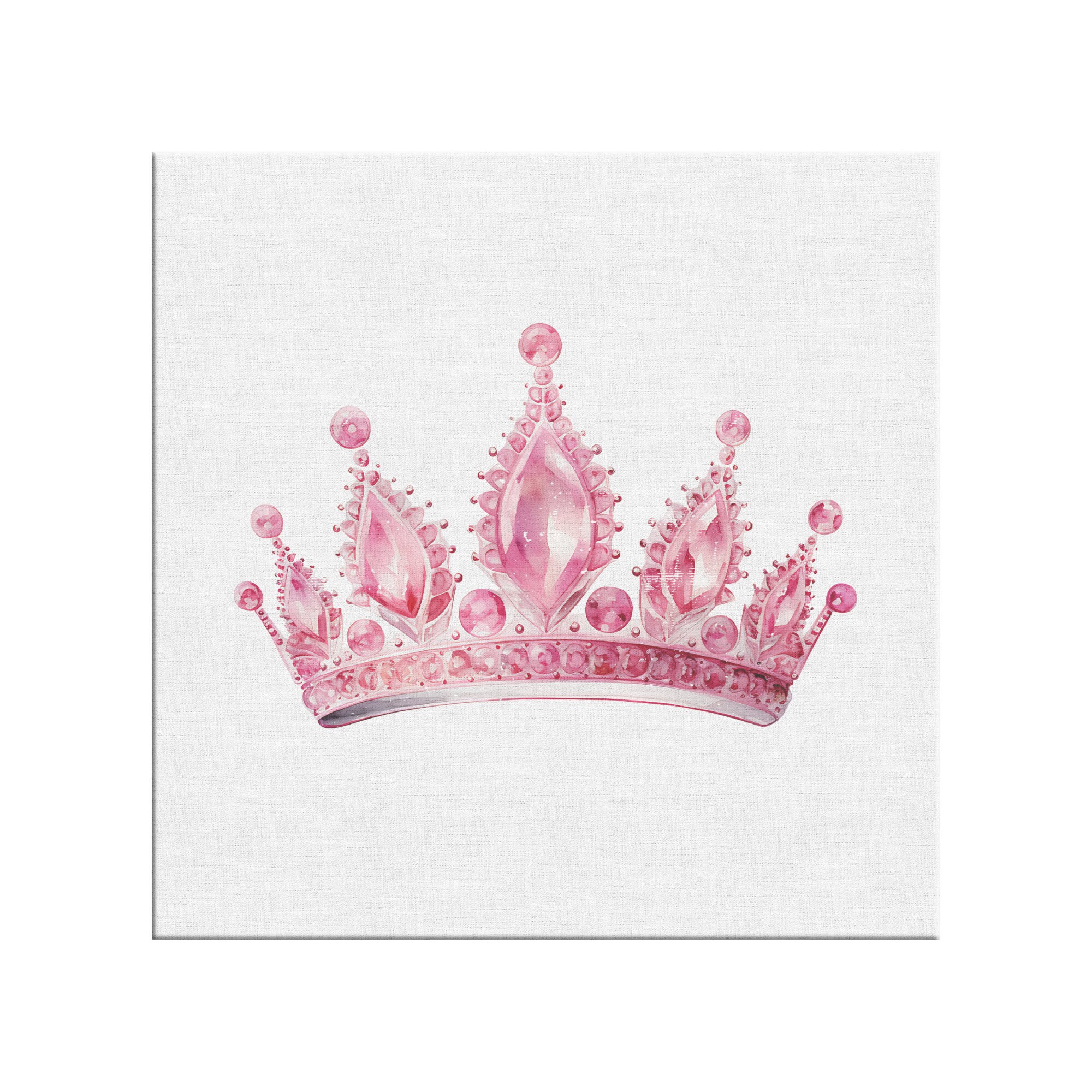 Pink Crown Canvas, Jeweled Crown Art, Princess Room Decor, Pink Wall ...