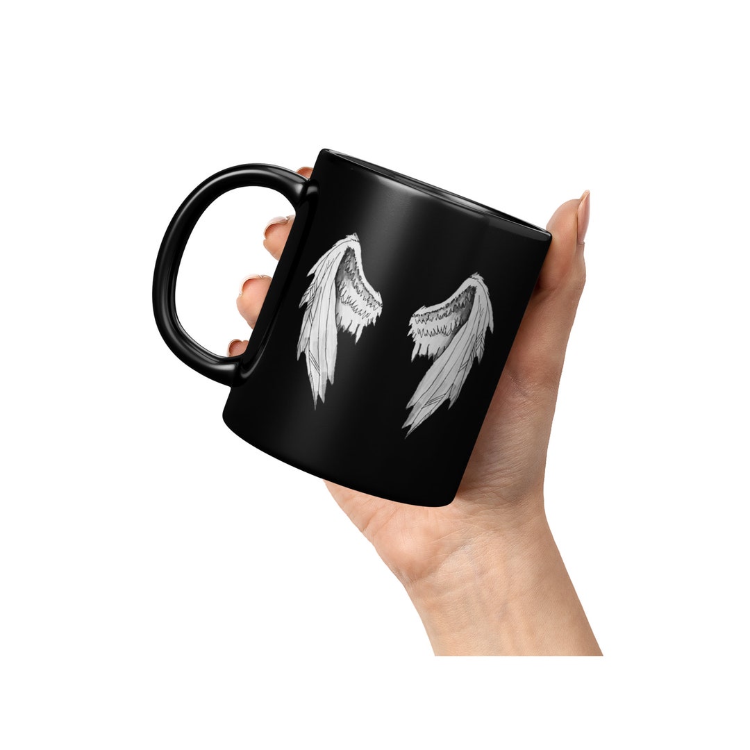 Angel Wing Mug, Black Coffee Mug, Gift for Angel Lover, Spiritual Gift ...