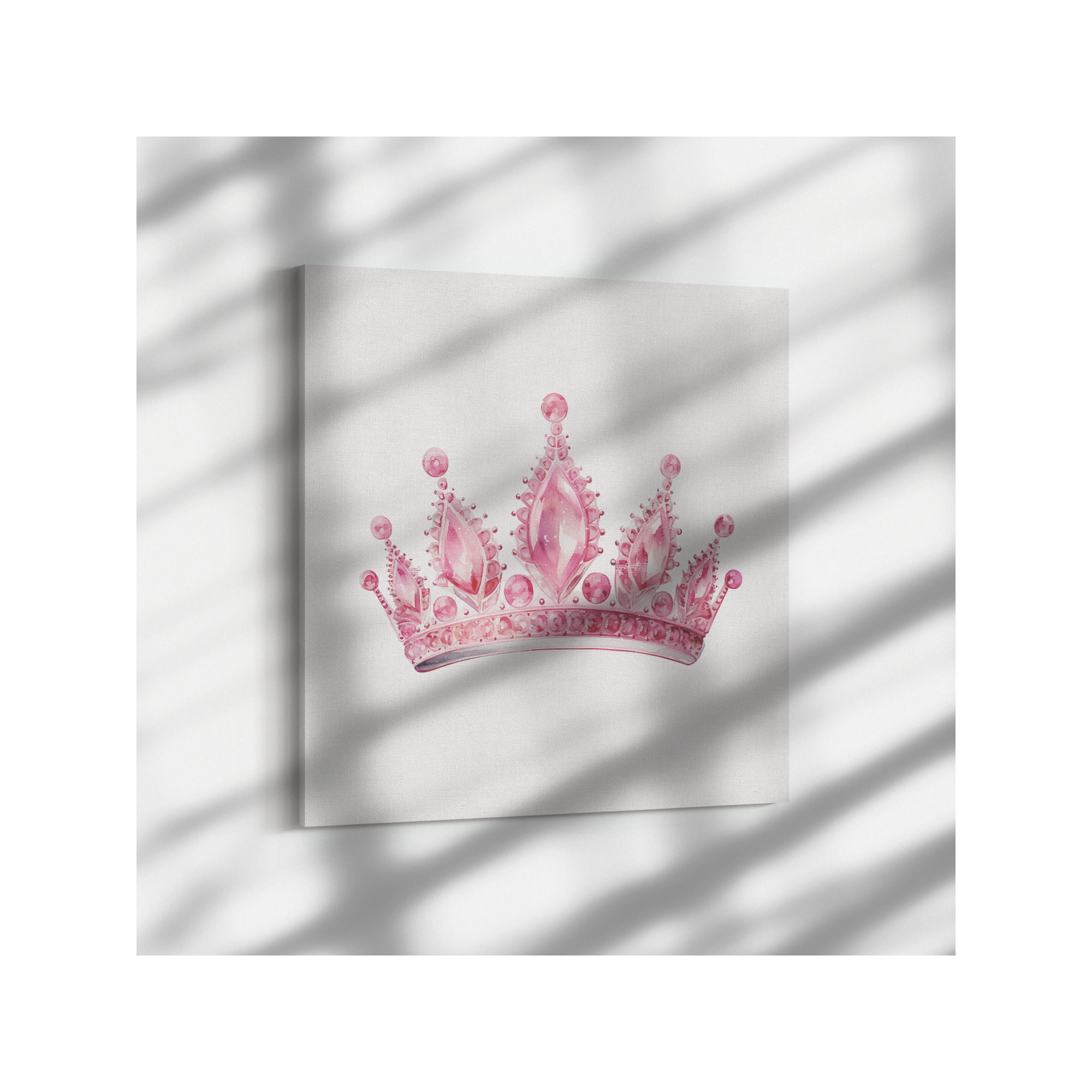 Pink Crown Canvas, Jeweled Crown Art, Princess Room Decor, Pink Wall ...