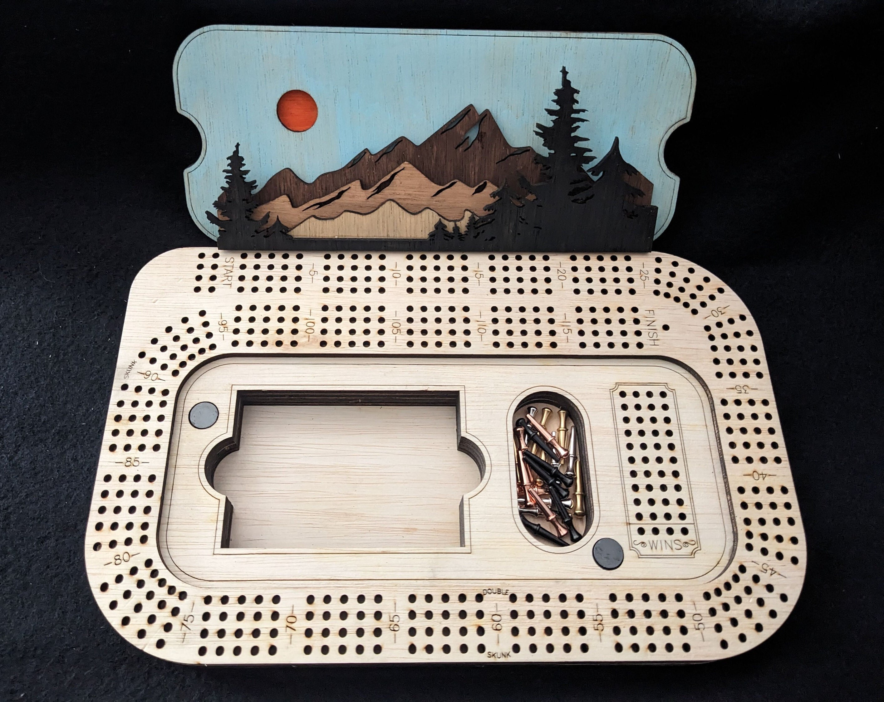 Mountain Layered Cribbage Board - Etsy