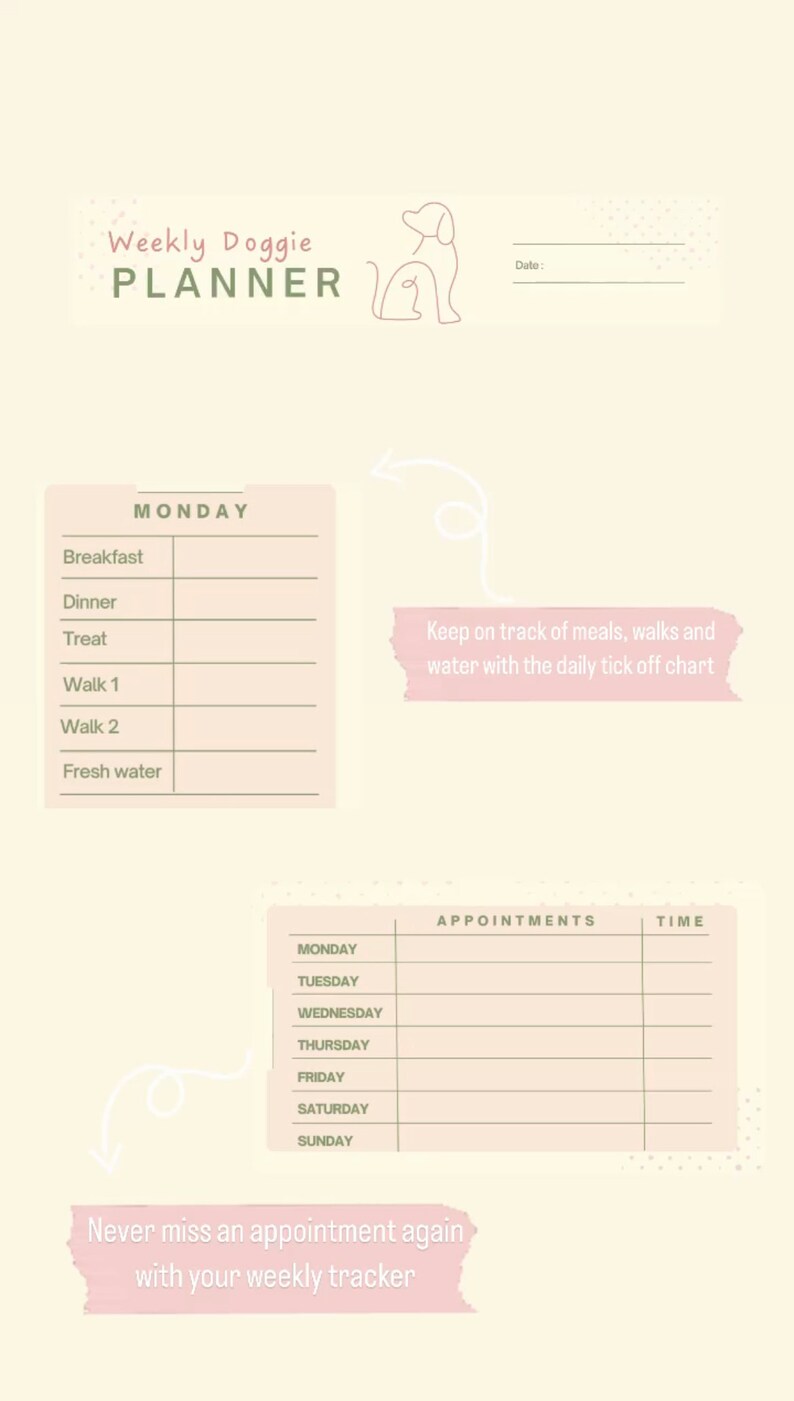 Weekly Doggie Planner - Etsy