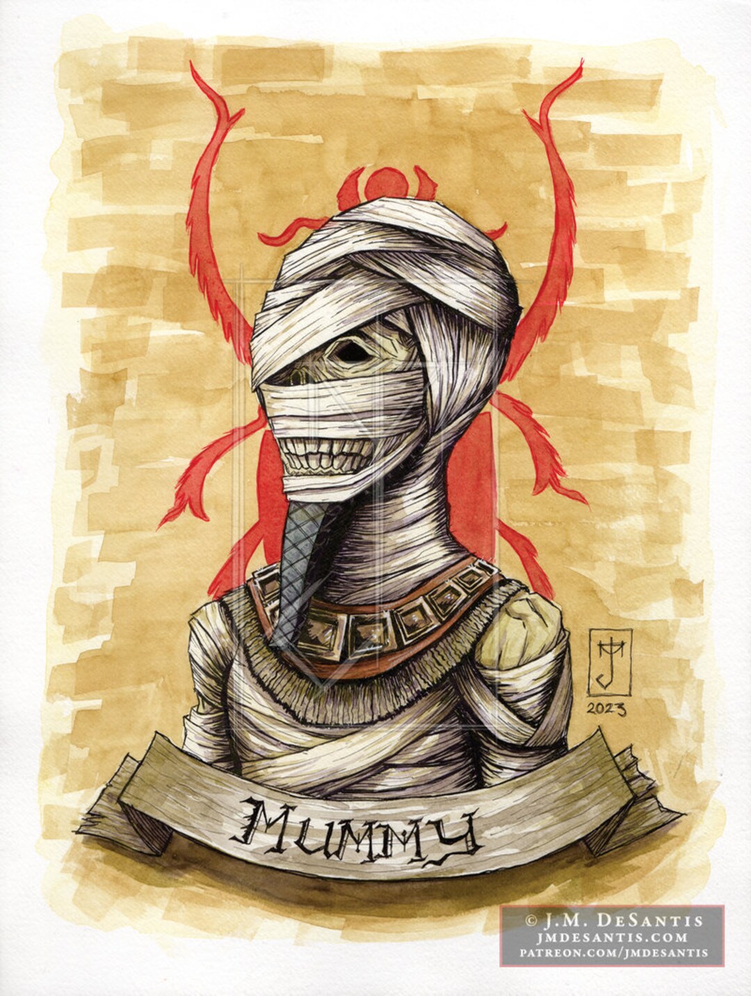 Undead Mummy Bust Print - Etsy